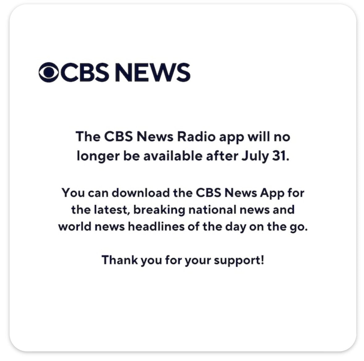 CBS News Radio App Shutting Down - Barrett Media